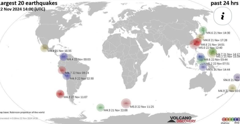 List of earthquakes in the last 24hrs - Earthnews365